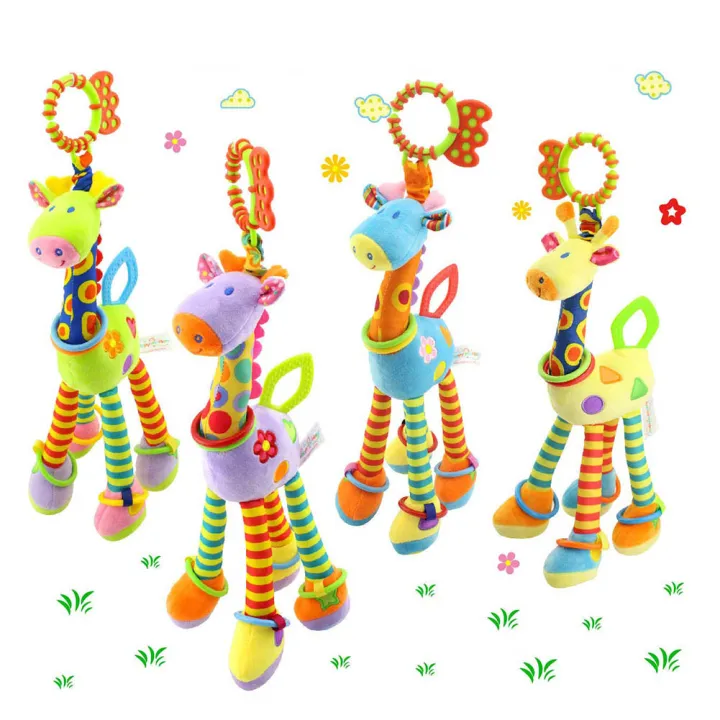 SH-Babyyy รถเข็นเด็กทารกแรกเกิดของเล่นกำมะหยี่ยีราฟสัตว์ยางกัด0-3ปีเด็ก ...