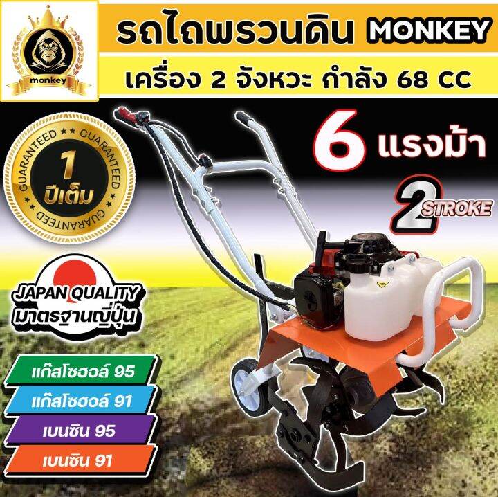 เครื่องพวนดิน-ไถดิน 2จังหวะ มังกี้ 68CC 6 แรงม้า รับประกัน 1 ปี | Lazada.co.th