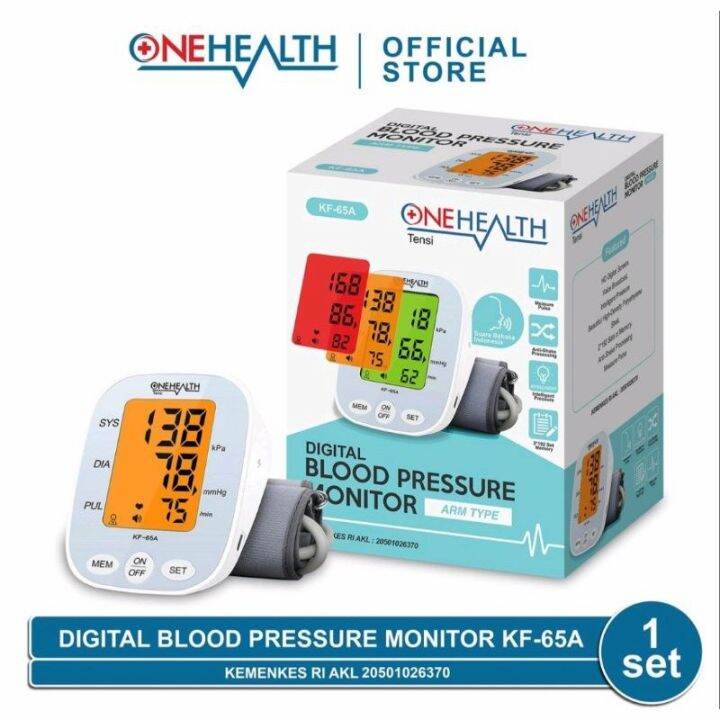 ONEHEALTH TENSIMETER DIGITAL 3 WARNA PLUS ADAPTOR TENSI DIGITAL | Lazada Indonesia