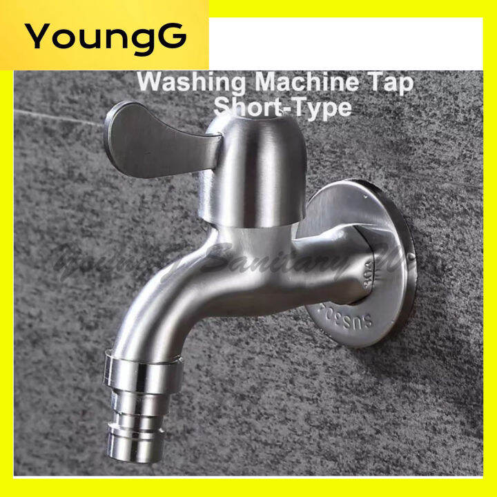 SUS304 Stainless Steel Faucet Single Cold Washing Machine Faucet Silver ...