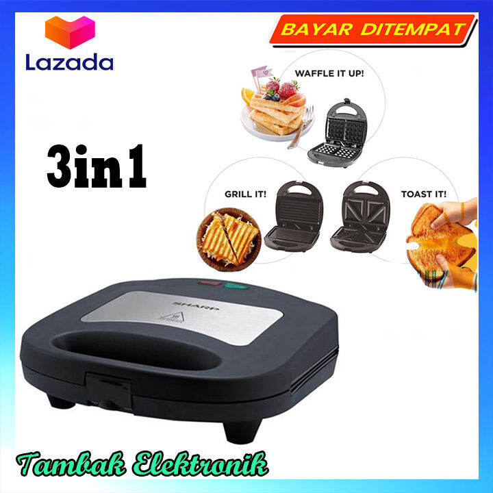 Pemanggang Roti Sharp Sandwich Toaster KZS-71-BK 3 in 1 | Lazada Indonesia