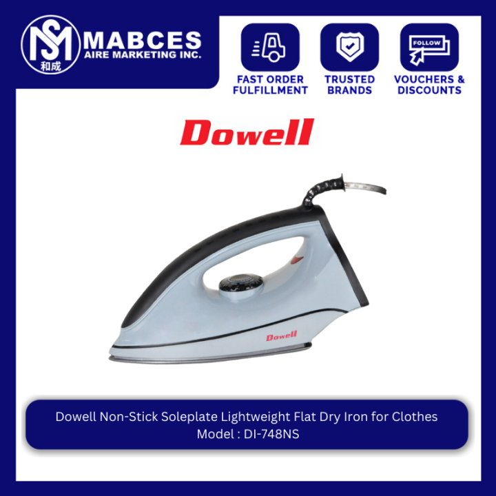 Dowell Non-Stick Soleplate Lightweight Flat Dry Iron for Clothes DI ...