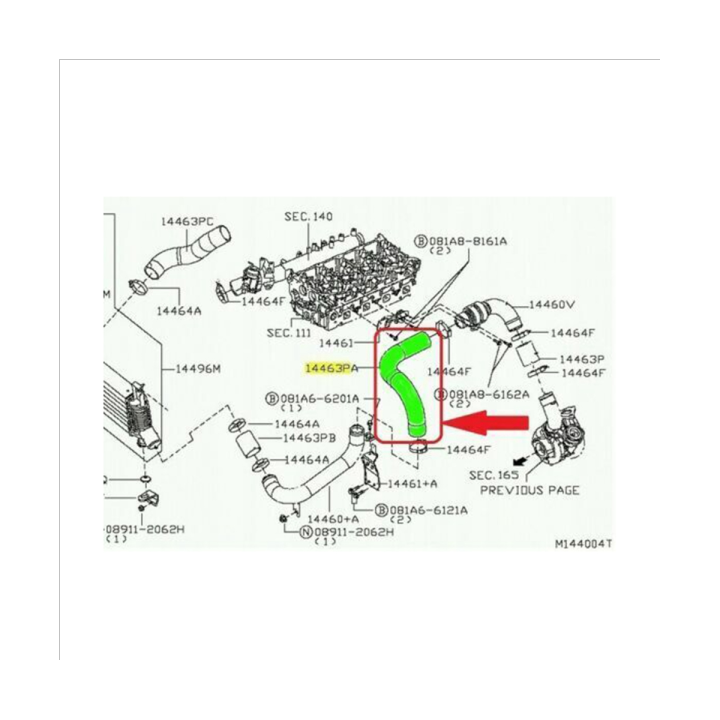 Intercooler Pipe Turbo Hose for Navara NP300 D22 D40 2.5 14463EB71A ...