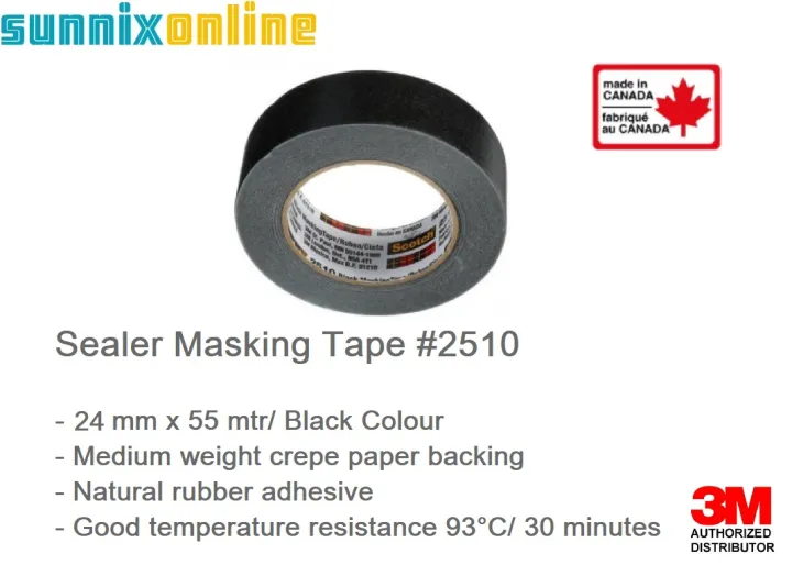 3M Sealer Masking Tape #2510, 24 mm x 55 mtr, Black Colour | Lazada