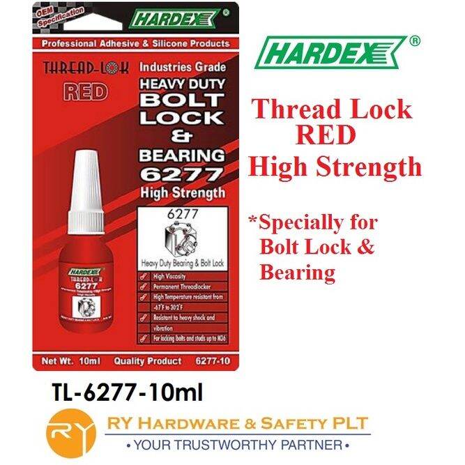 HARDEX THREAD LOCK TL-6277 HEAVY DUTY BOLT LOCK & BEARING 10ML (RED ...