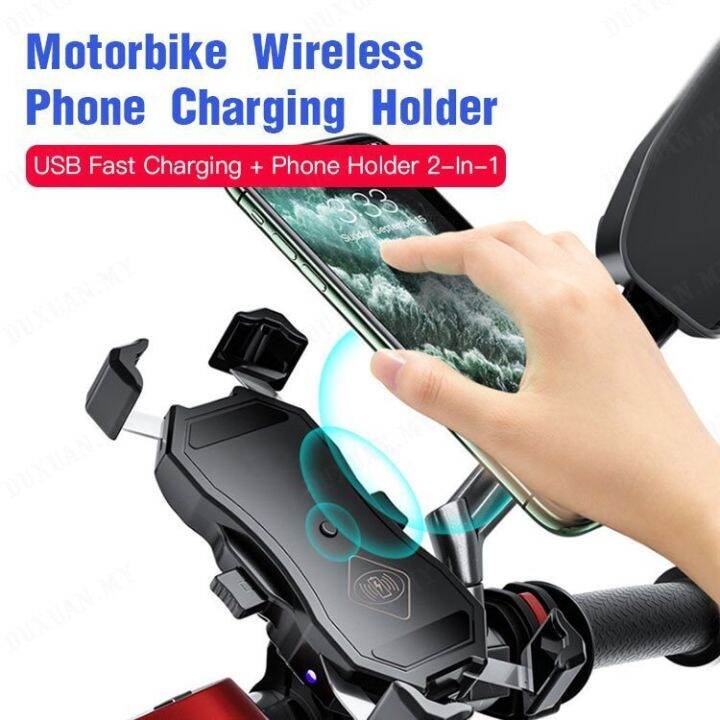 jjmakro Motorcycle Wireless Charger Bracket Quick 15W USB Charging ...