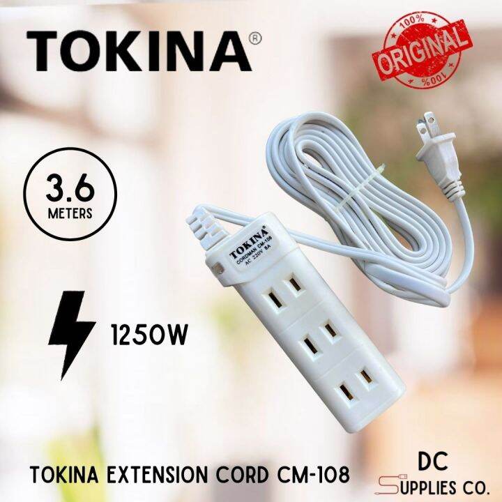 Tokina Extension Cord CM-108 3.6 Meters 3Gang Outlet Extension Wire ...