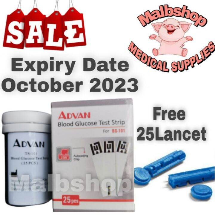 Advan Glucose Strips 25pcs BG-101 and BG-102 with Chip Code FREE 25 ...