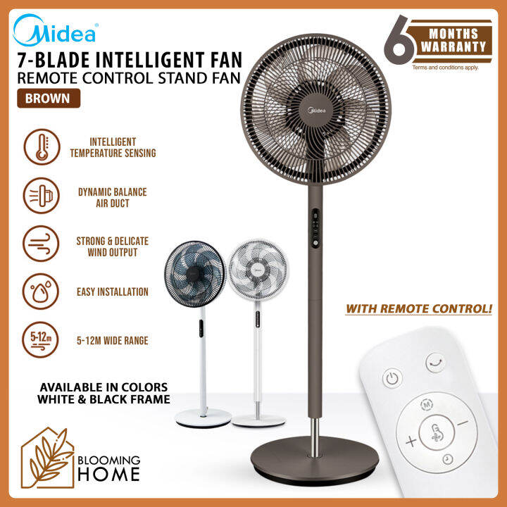 MIDEA 7 Blade Intelligent Electric Fan With Remote Control Stand Fan ...