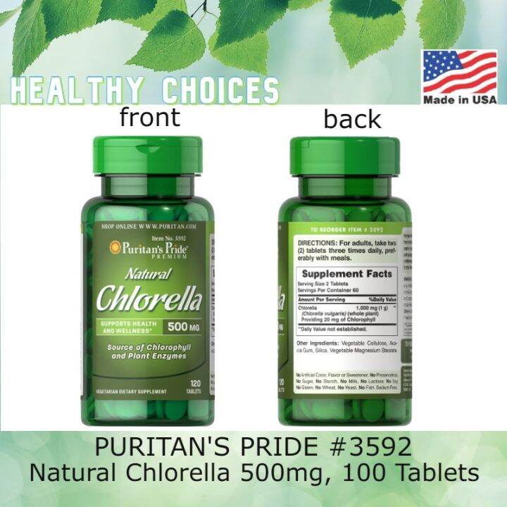 PURITAN'S PRIDE #3592 | EXPIRY: 10/2025| Natural Chlorella 500mg, 120 Tablets | Lazada PH