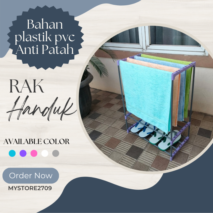 JEMURAN HANDUK PLASTIK ANTI PATAH/RAK HANDUK PORTABLE MURAH | Lazada ...