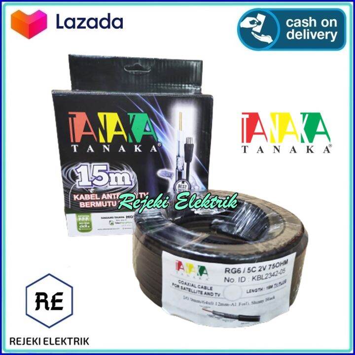 TANAKA Kabel Antena 5C Panjang 15 Meter - Coaxial Cable Untuk Antena Digital / Antena Analog ...