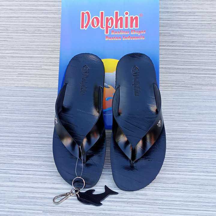 Dolphin sandal jepit Lyndon pria kulit asli original sandal pria kulit ...