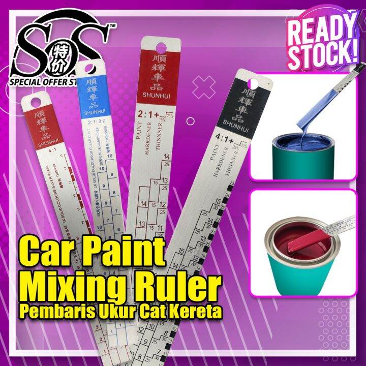 Car Paint Mixing Ruler Measuring Scale Mixing Stick Pembaris Ukur Cat ...