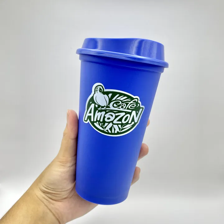 แก้วอเมซอน แก้ว amazon Cafe Amazon Reusable Cup สีฟ้า 16 Oz. Colorful ...