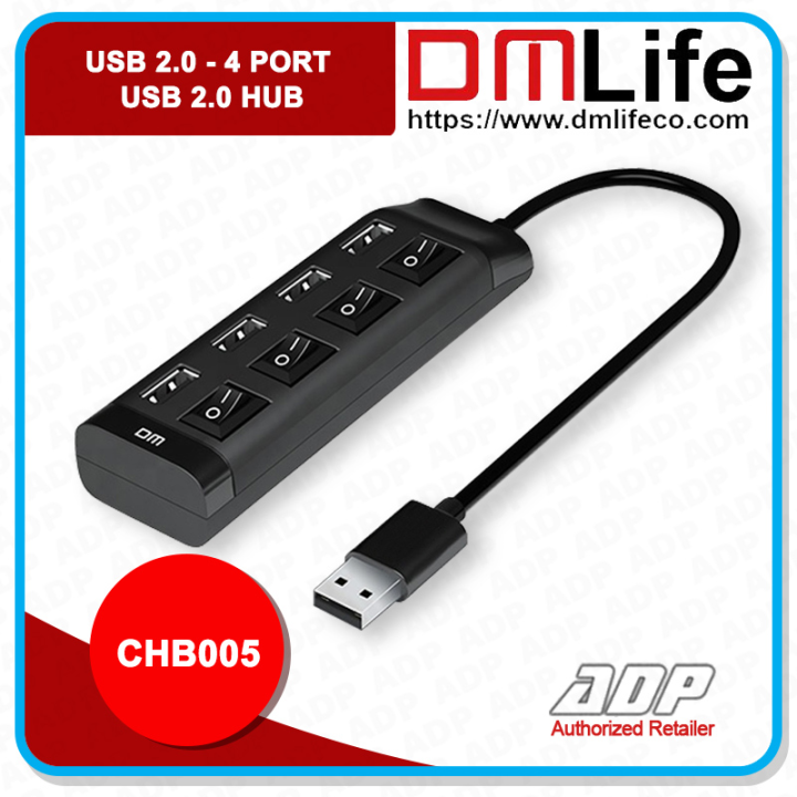 DM Life CHB005 USB 2.0 with 4 Port USB Splitter High Speed 480Mbps With ...
