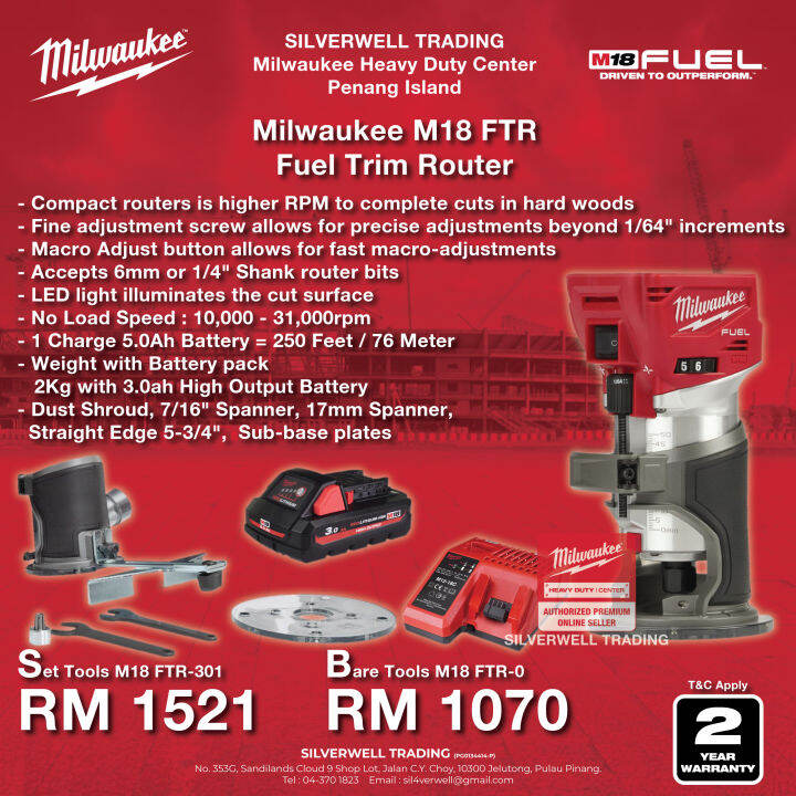 Milwaukee M18 FUEL™ Trim Router (M18 FTR) | Lazada