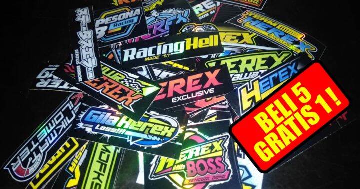 STIKER STICKER MOTOR VINYL LOGO RACING HOLOGRAM HEREX STYLE ANTI AIR ...