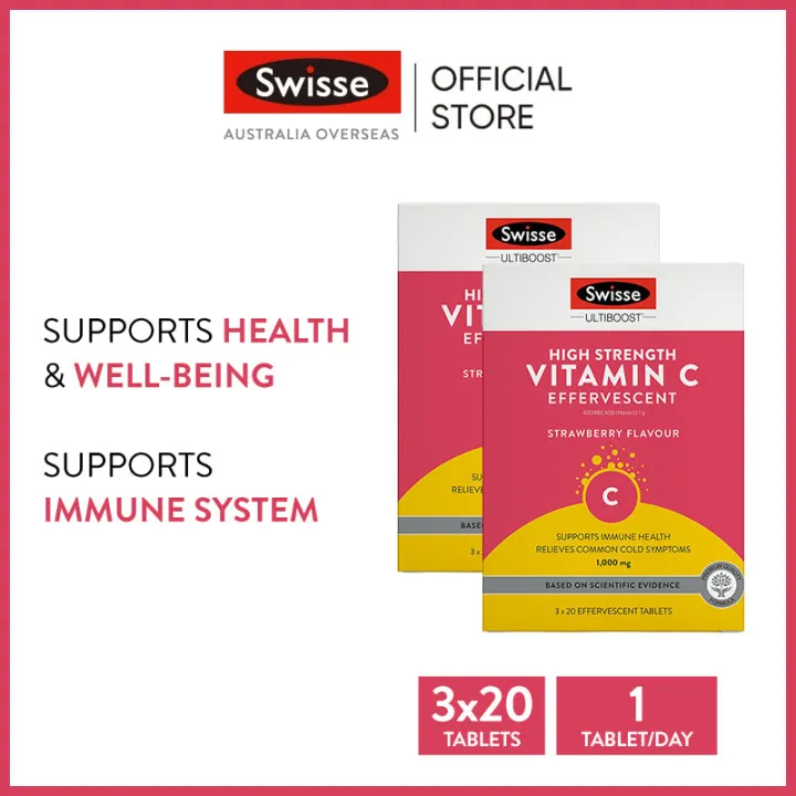 Swisse Ultiboost High Strength Vitamin C 1000mg 3 x 20 Effervescent ...