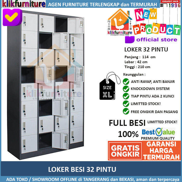 Lemari Loker Locker Cabinet 32 Pintu Full Besi AKL32 | Lazada Indonesia