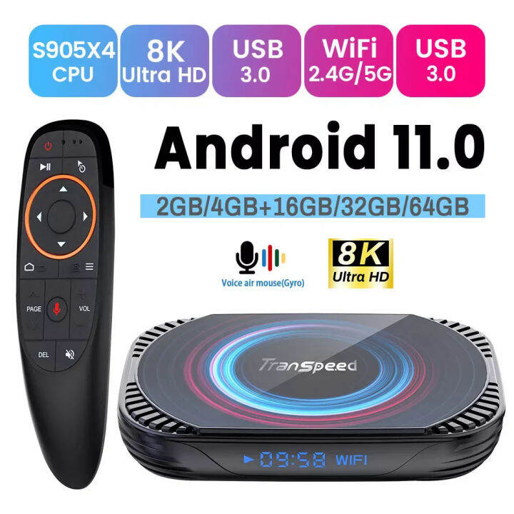 Transpeed X4 Amlogic S905X4 Android 11 4G 32G 64G 128G Dual Wifi BT4.0 Media Player 4K 8K100M ...