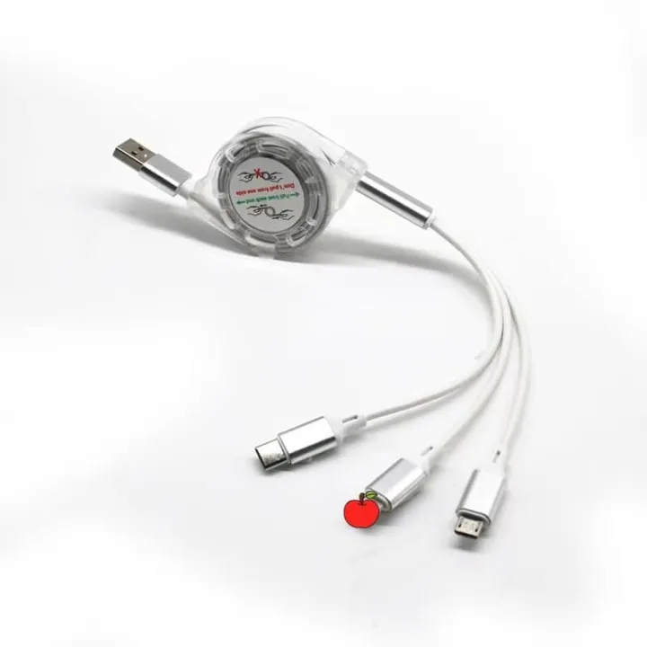 Multi-Functional Durable Portable Fast Charging Cable Rectractable 3in1 ...