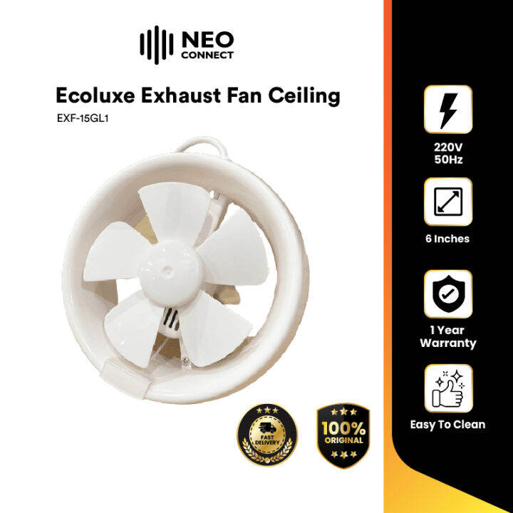 Ecoluxe Exhaust Fan Ceiling EXF-15GL1 l 1 Year Warranty Ceiling Exhaust ...