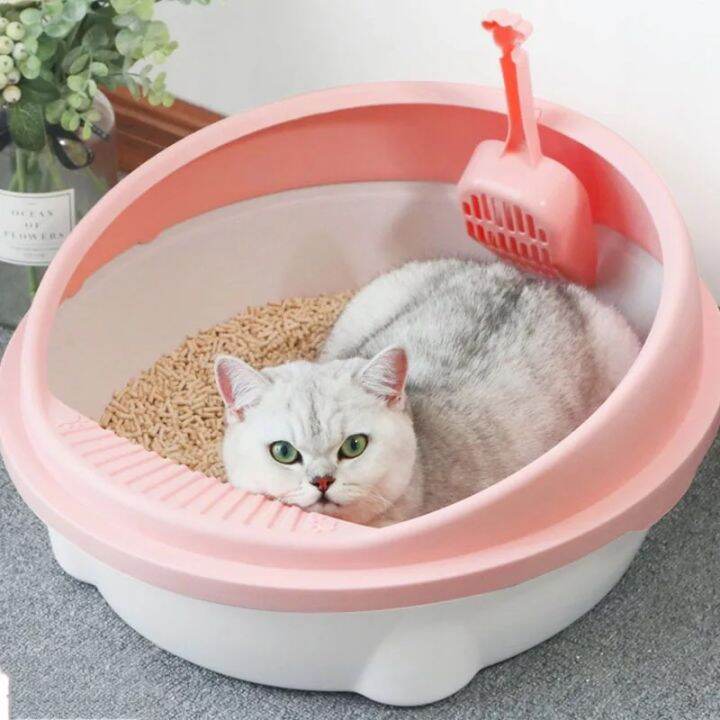 Round Cat Litter Box w/ Scoop- Large (45cm x 50cm x 22cm) | Lazada PH