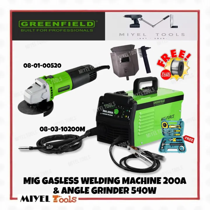 GREENFIELD 200A MIG Gasless Welding Machine 08-03-10200M & Angle ...