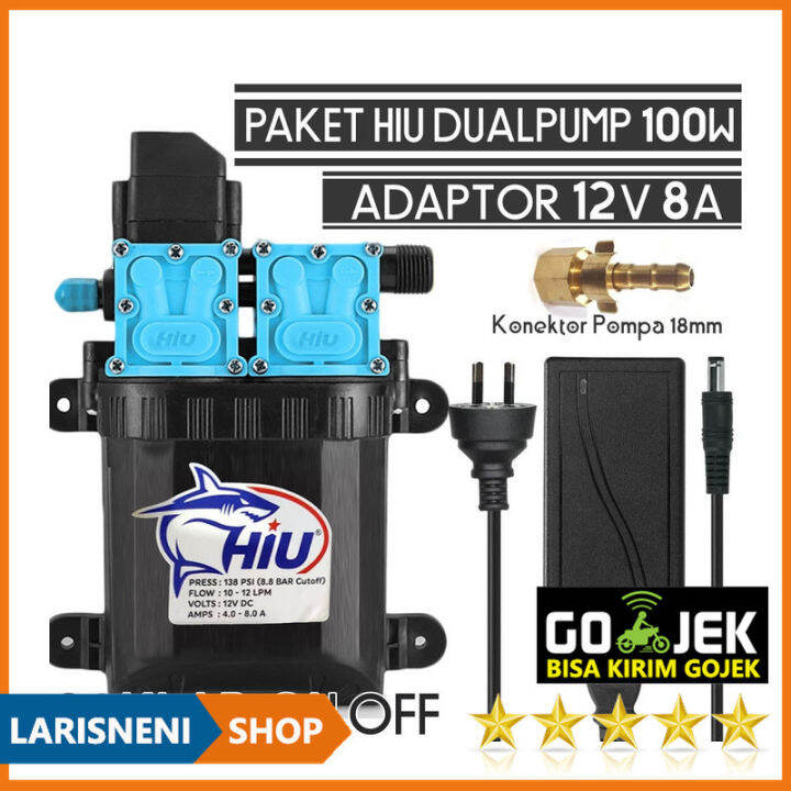 Paket Pompa DC HIU Dual pump + Adaptor Murni 8a + Konektor buat ...