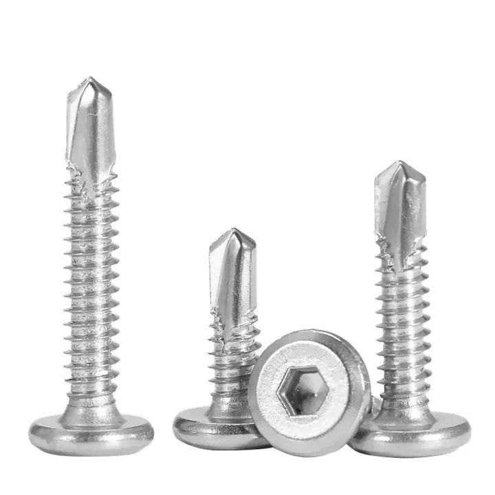 410 Stainless Steel Flat Head Hexagonal Socket Drill Tail Self Tapping Screw Dovetail Self ...