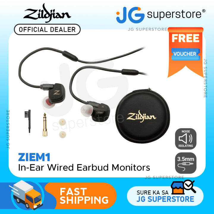 Zildjian ZIEM1 Professional In-Ear Wired Earbud Monitors with Dual ...
