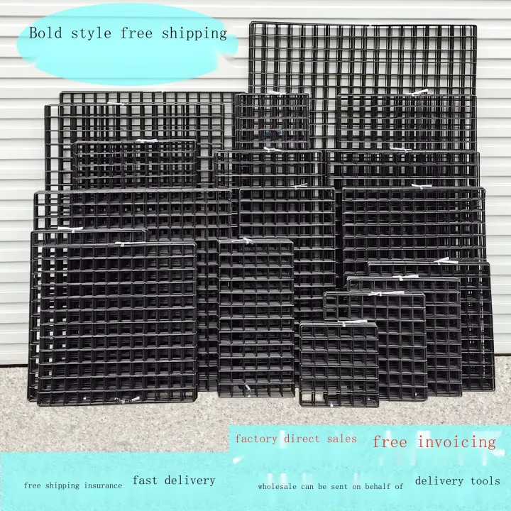 Grid Wire Mesh Black Supermarket Shelves Net Shelf Wrought Iron Rack ...