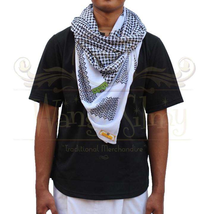 Sorban Almas Arafat Putih Hitam / Arabian Shemagh / Sorban Arab ...