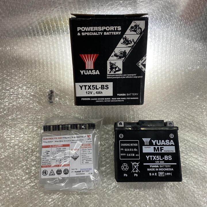 YUASA 5L YTX5L-BS Motorcycle Battery Raider 150 Carb/FI / Honda Click ...