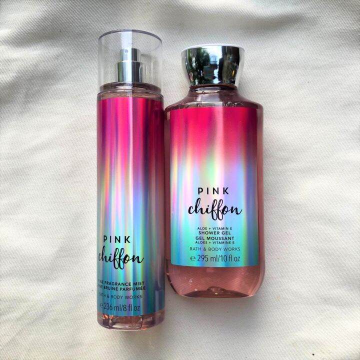 Bath & Body Works Fine Fragrance Mist กลิ่น Pink Chiffon 236ml / Shower Gel กลิ่น Pink Chiffon ...