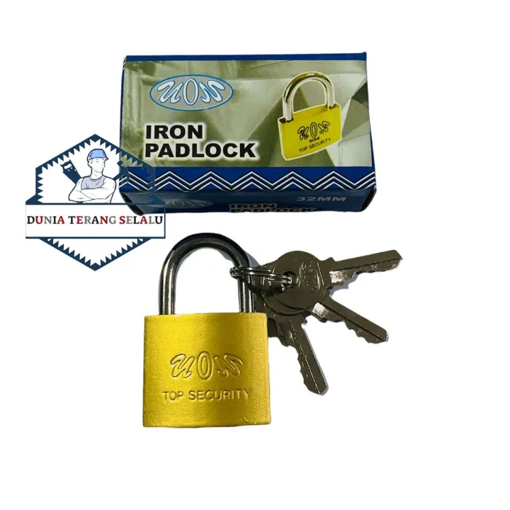 Gembok Besi cat Kuning Vion 32mm kotakan - Yellow Iron Padlock 32mm ...