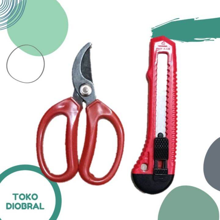 Gunting Dan Cutter 1 Set Peralatan Berkebun Perkakas Lazada Indonesia