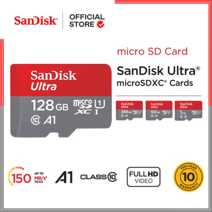 SanDisk Ultra 128GB 256GB 512GB A1 Series micro SD (SDSQUAB-128G-GN6MN), Up to 150MB/s, Class10 ...