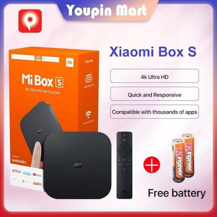 [Free Battery] Xiaomi Original Mi Box S 4K Ultra HD set-top box Android TV | Lazada PH