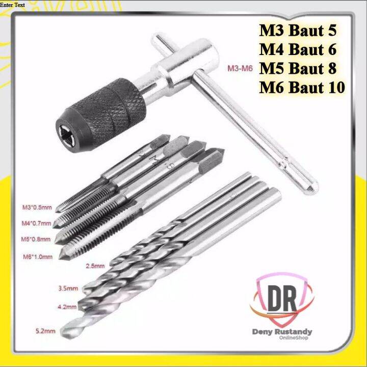 Hand Tap Drat ulir baut Tapping Metal Screw Taps M3-M6 Thread Metric ...