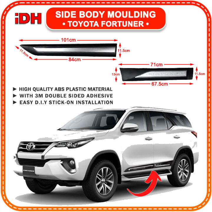 Toyota Fortuner Side Body Moulding Matte Black 2016 to 2021 (Two Toned ...