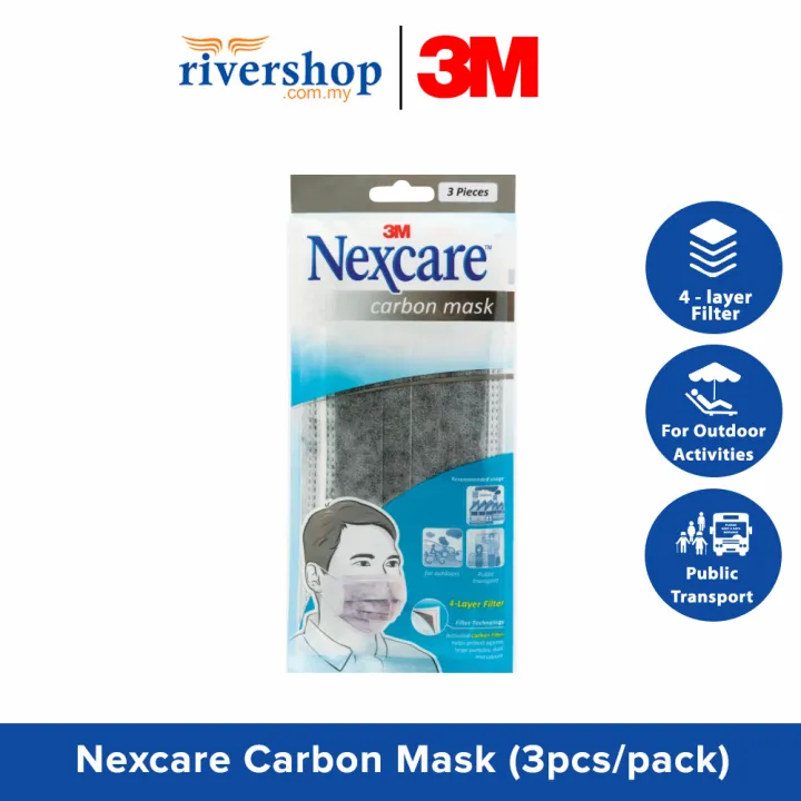 3M Nexcare Carbon Mask (3pcs / pack) - Flexible Activated 3+1 Carbon ...