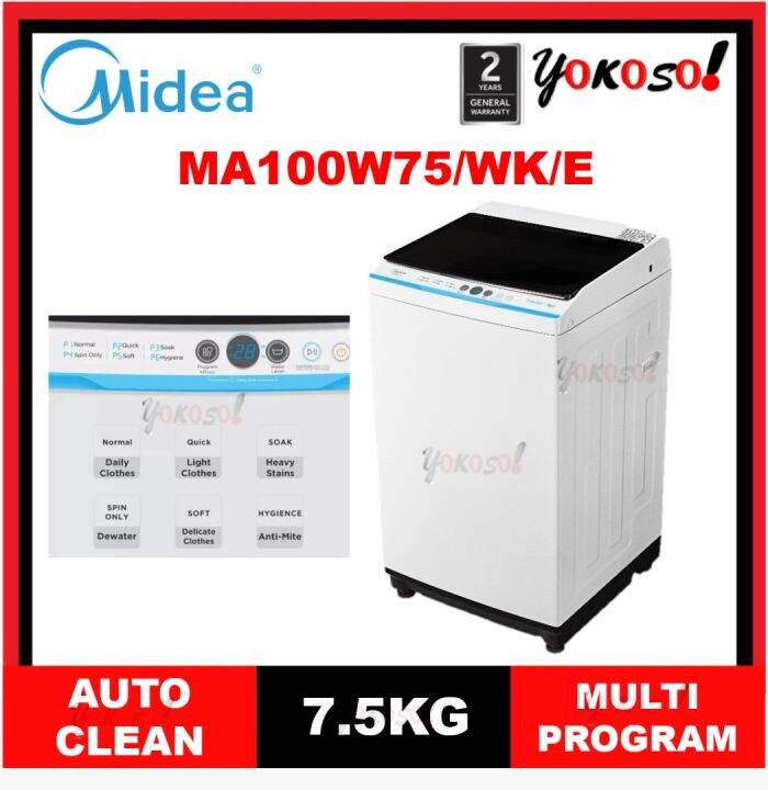 MIDEA ANTI-MITE 7.5KG FULLY AUTO WASHER WASHING MACHINE - MA100W75/WK/E ...