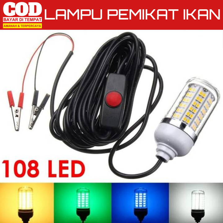 Lampu celup pemikat ikan 12V 108 LED 15 W Untuk memancing di malam hari ...