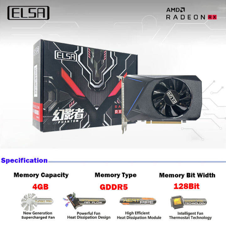 Elsa AMD RX550 4G GDDR5 Graphics Card Radeon Chill 4GB Memory Video ...