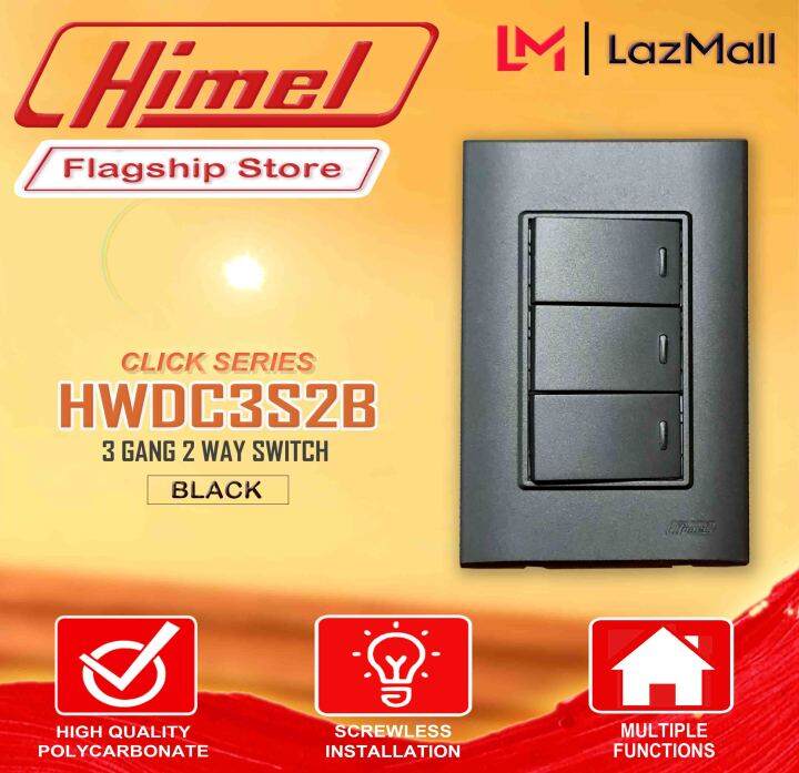 HIMEL 3 GANG 2 WAY SWITCH BLACK | Lazada PH