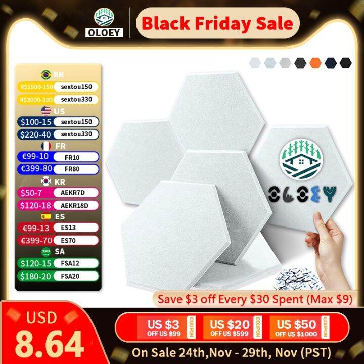 【LZ】 Soundproof Hexagon Panel 3Pcs Wall Decals Acoustic Treatment Sound ...