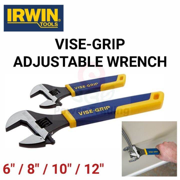 IRWIN VISE GRIP 6''/8''/10''/12'' ADJUSTABLE WRENCH PROTOUCH GRIP CHROMIUM NICKEL STEEL SPANNER ...