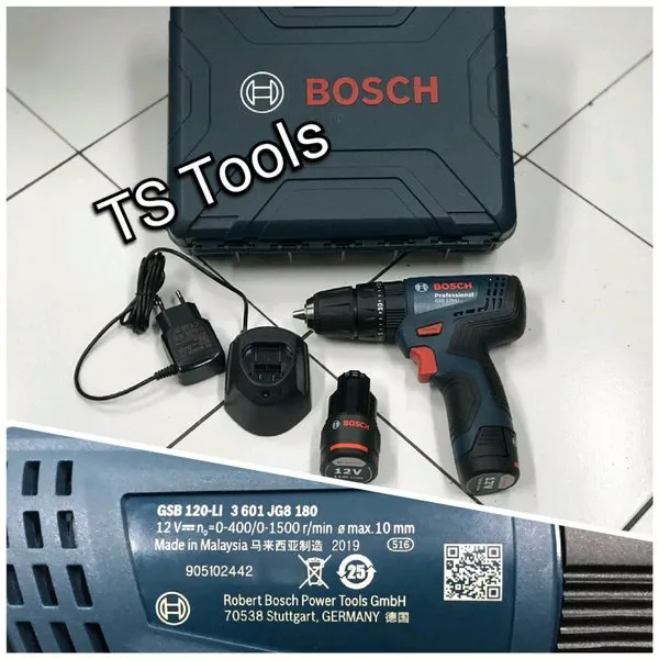Mesin Bor Batre Baterai Beton 12v Cordless Drill Bosch GSB 120 LI ...